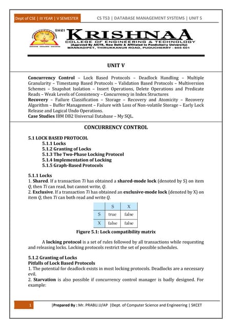 Concurrency Control In Database Management System Pptx Databases