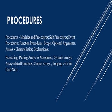 Procedures And Arrays Ppt