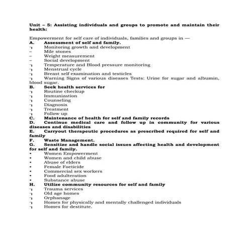 UNIT 7 Community Health Nursing or 7th semester | DOCX