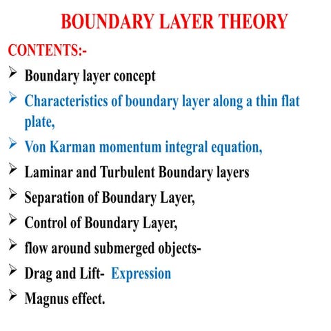 Boundary layer Boundary layer concept Characteristics of boundary layer along a thin flat plate ...