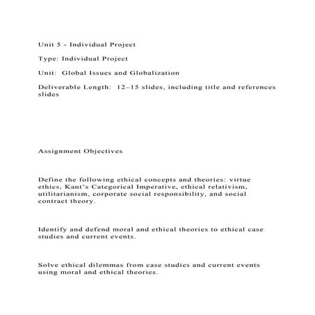 Unit 5 - Individual ProjectType Individual ProjectUnit Gl.docx | Business | Business and Finance