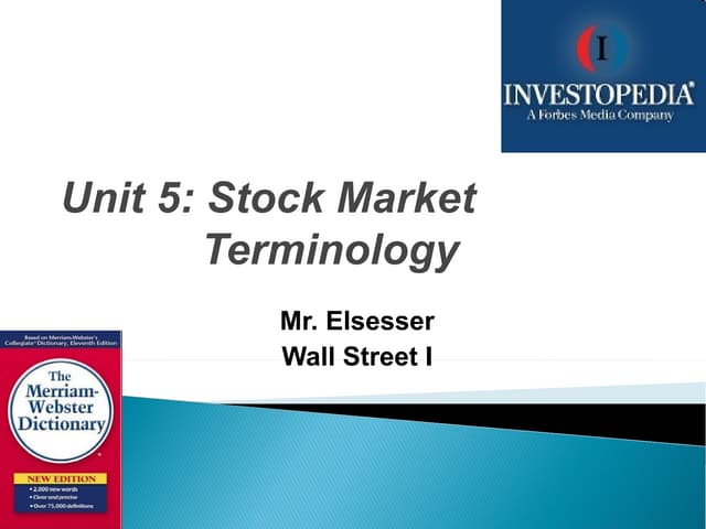 Stock market glossary