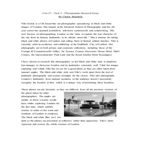 Unit 57 – Task 3 – Photographer Research Essay | PDF