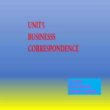 Unit 5 Business Correspondence | PPT