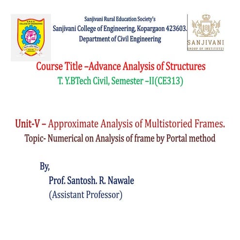 Approximate Analysis of Multistoried frame by Portal method | PDF