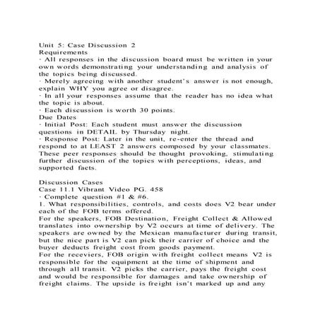 Unit 5 case discussion 2 requirements· all responses in the di | DOCX