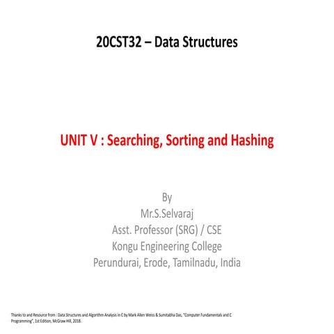 Searching Sorting And Hashing Techniques Ppt
