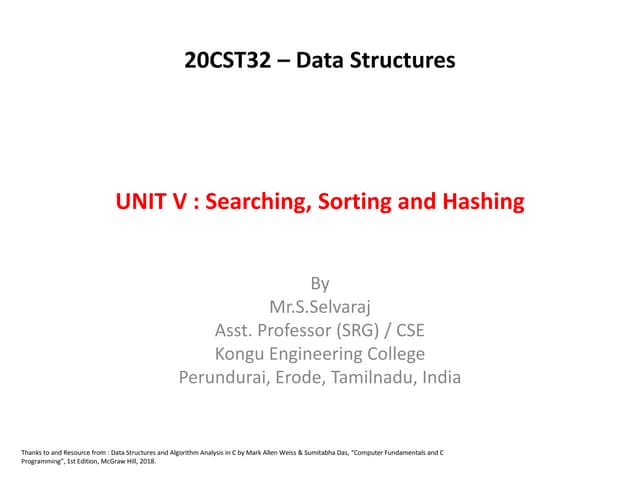 Searching Sorting And Hashing Techniques Ppt