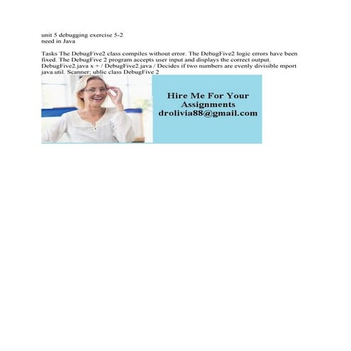 Unit 5 Debugging Exercise 5 2 Need In Java Tasks The Debugfive2 Cpdf