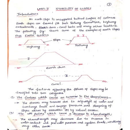 Slope stability Hand written notes | PDF