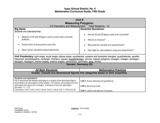 5th grade math curriculum map 2011 2012-2 | PDF