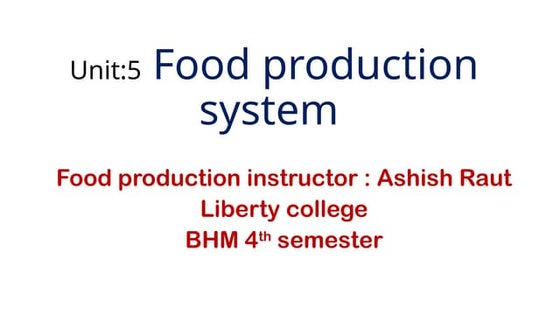 The food service system | PPTX