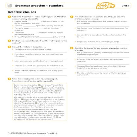 Unit 5 grammar practice standard | PDF