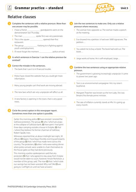 Unit 5 grammar practice reinforcement | PDF