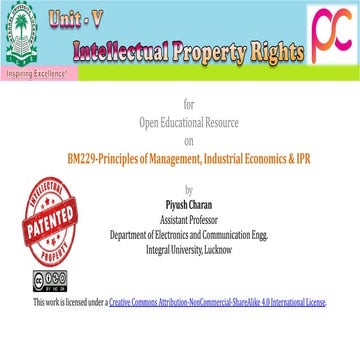 Unit 5 - Intellectual Property Rights | PDF