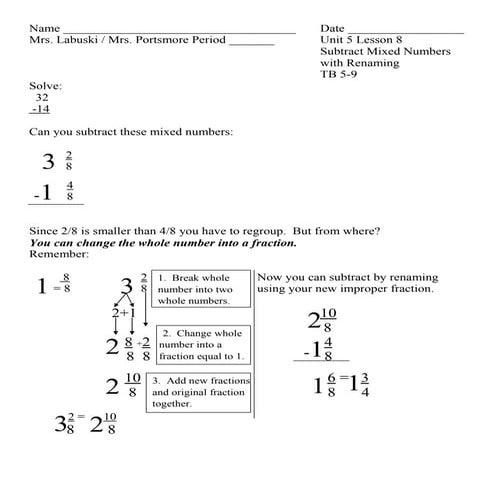 Unit 5 lesson 8 sub with renaming | DOCX