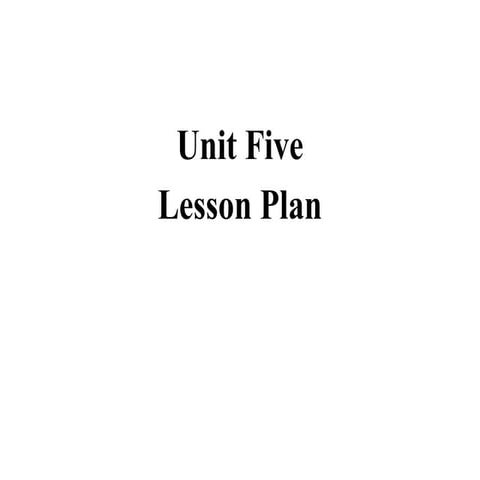 Unit 5 Lesson Plan.pptx on learning objective | PPTX