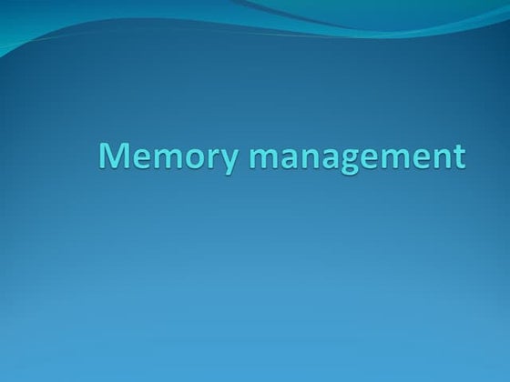Memory Management in OS | PPT