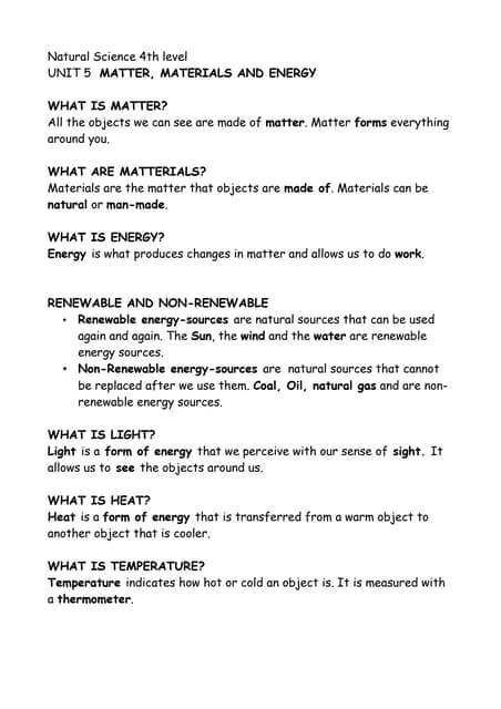 5th level natural science unit 5 | PDF | Physics | Science