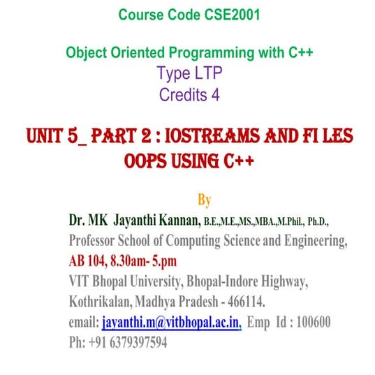 C Iostreams And Files Oops Using Adv C Ppt 7663