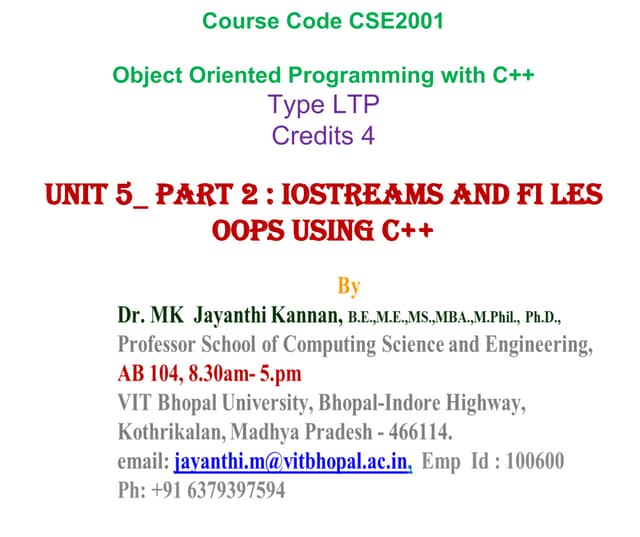 C Iostreams And Files Oops Using Adv C Ppt 7663
