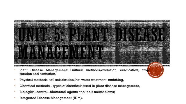 Integrated Plant Disease Management (IDM) | PPTX