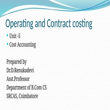 Unit 5 PPT.pptx Operating and Contract costing | PPT