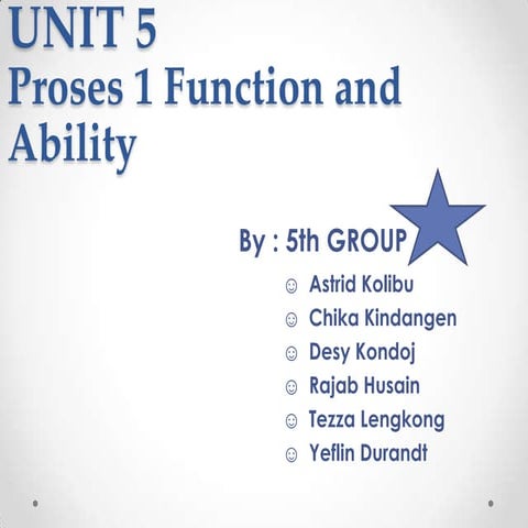 Unit 5 proses 1 function and ability group 5 | PPTX
