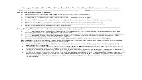 New Deal Programs Chart Pdf