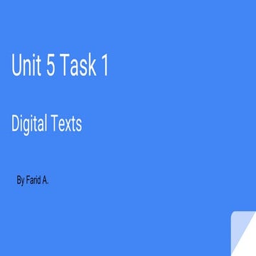 Unit 5 Task 1 | PPT