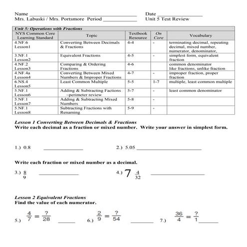 Unit 5 test review | PDF