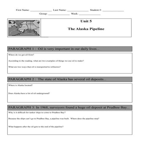 Unit 5 the alaska pipeline worksheet | PDF