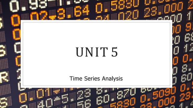 Unit5 Time Series Analysis Pdf