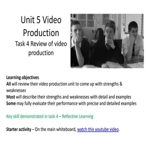 Unit 5 video production task 4 | PPTX | Educational Assessment | Education