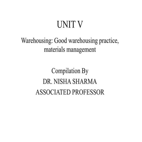 warehousing: Good warehousing practice, materials management | PDF