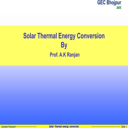 Types of Solar Thermal generation Technology | PPT
