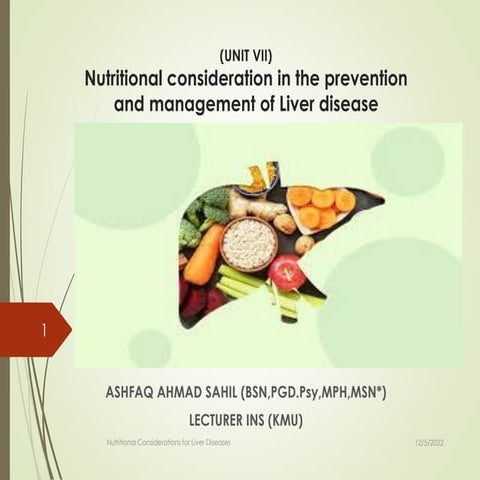 Unit 6.Nutritional consideration in the prevention and management of Liver disease Provided By ...