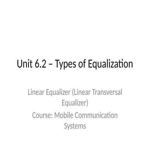 4.5 equalizers and its types | PDF