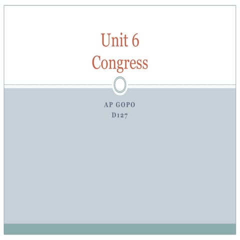 Unit 6 - Congress | PPT