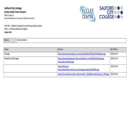 Unit 64 Assest List | DOC