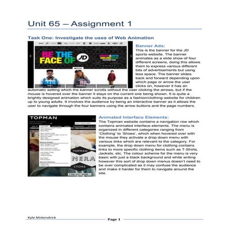 Unit 65 assignment 1 | DOCX