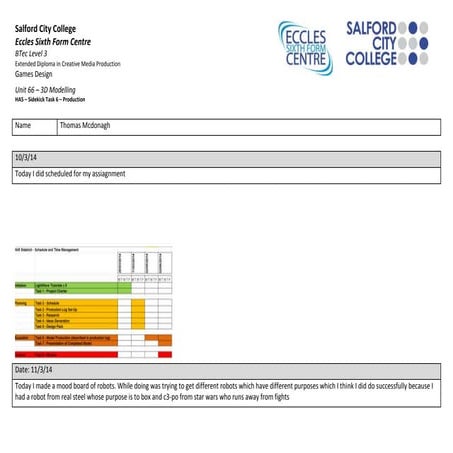 Final major project production diary template 2014 2015 1 | DOCX