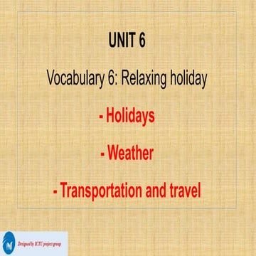 English A2 - RELAXING HOLIDAY VOCABULARY | PPTX