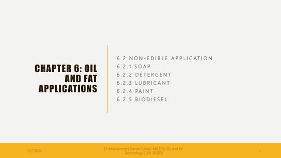 Analysis of oil and Fat(Unit 7) | PPTX | Chemistry | Science