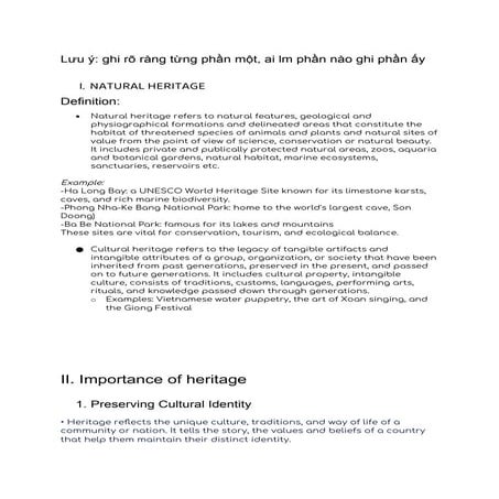 Unit 6 project : preserving the heritage | PDF