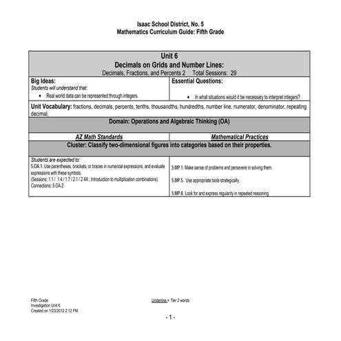 Unit 6 Fifth Grade cs 2012 2013 | PPT