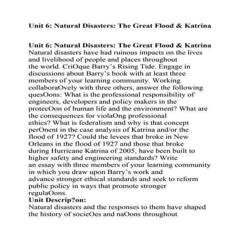 Unit 6 natural disasters the great flood and katrina | RTF
