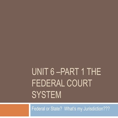 Unit 6 –part 1 the federal court | PPT