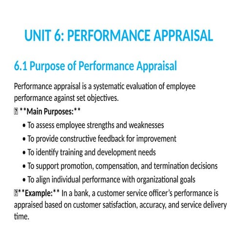 Unit 6 Performance Appraisal Of Human Resource Management Pptx