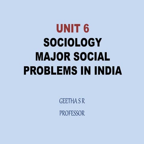 unit 6 SOCIOLOGY SOCIAL PROBLEMS- Poverty and Unemployment | PPTX